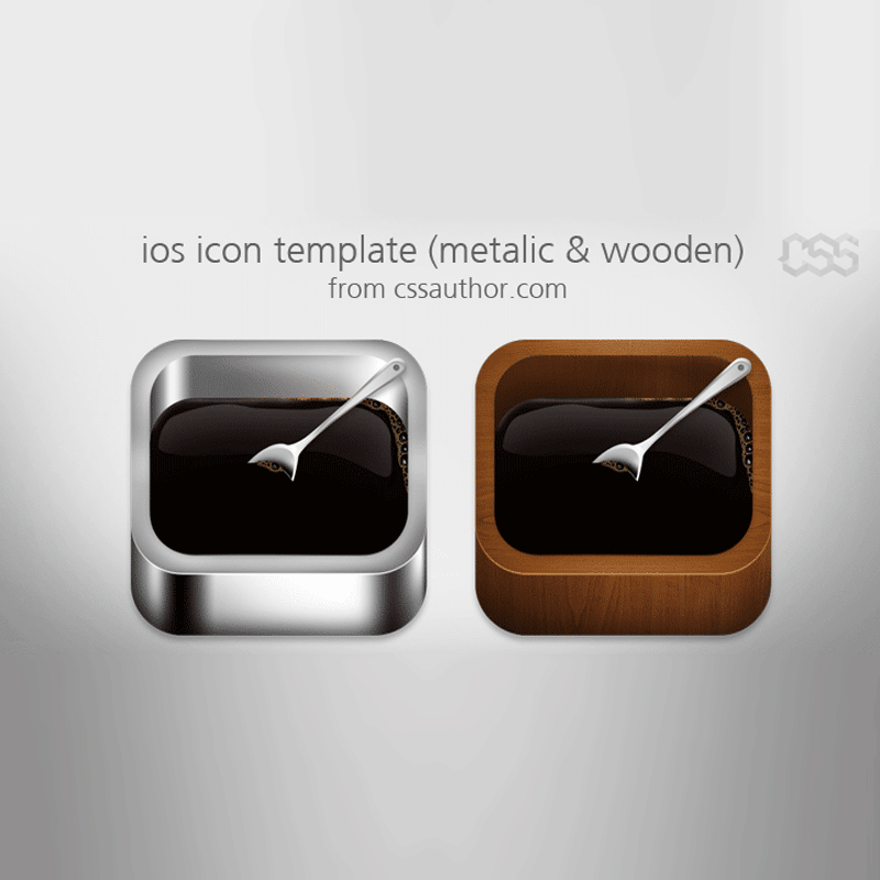 Beautiful Ios Apple Icon Template Metalic And Wooden PSD - Freebie No: 10