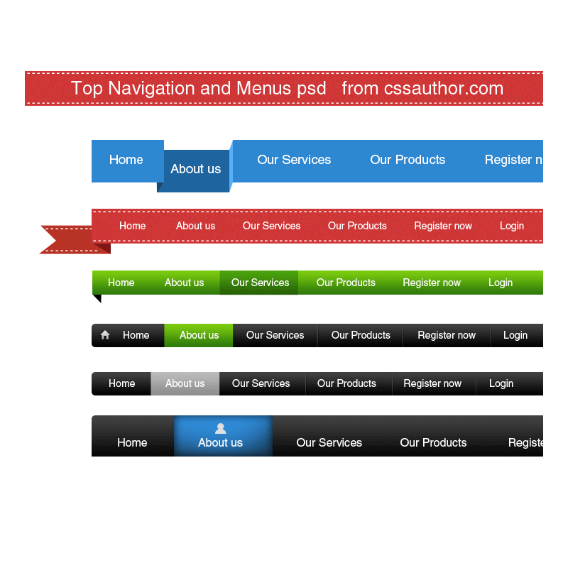 Download Free Top Navigation And Menus PSD - Freebie No: 14