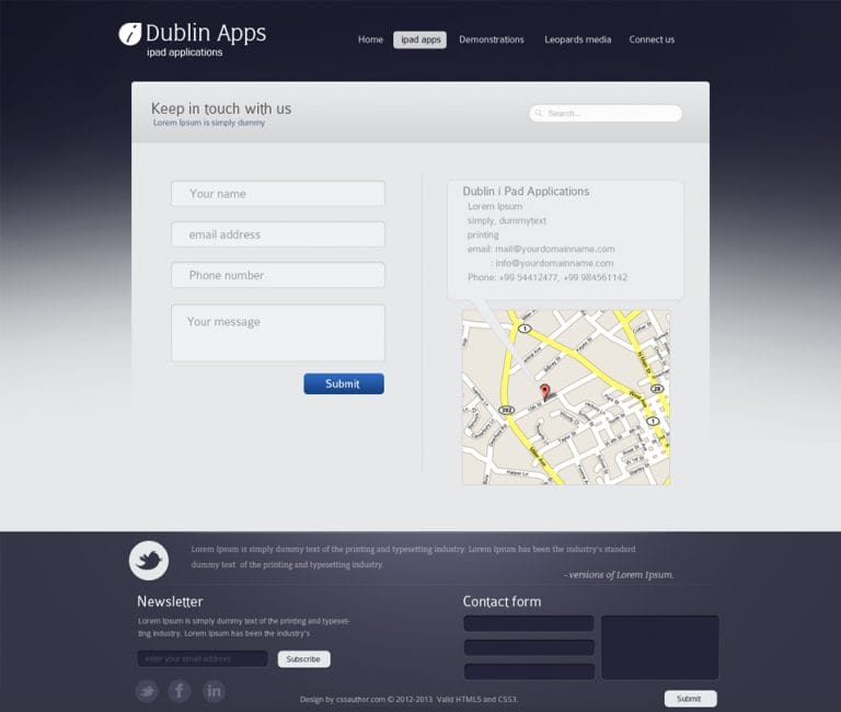 Professional Website Design Template For IPad And IPhone Applications