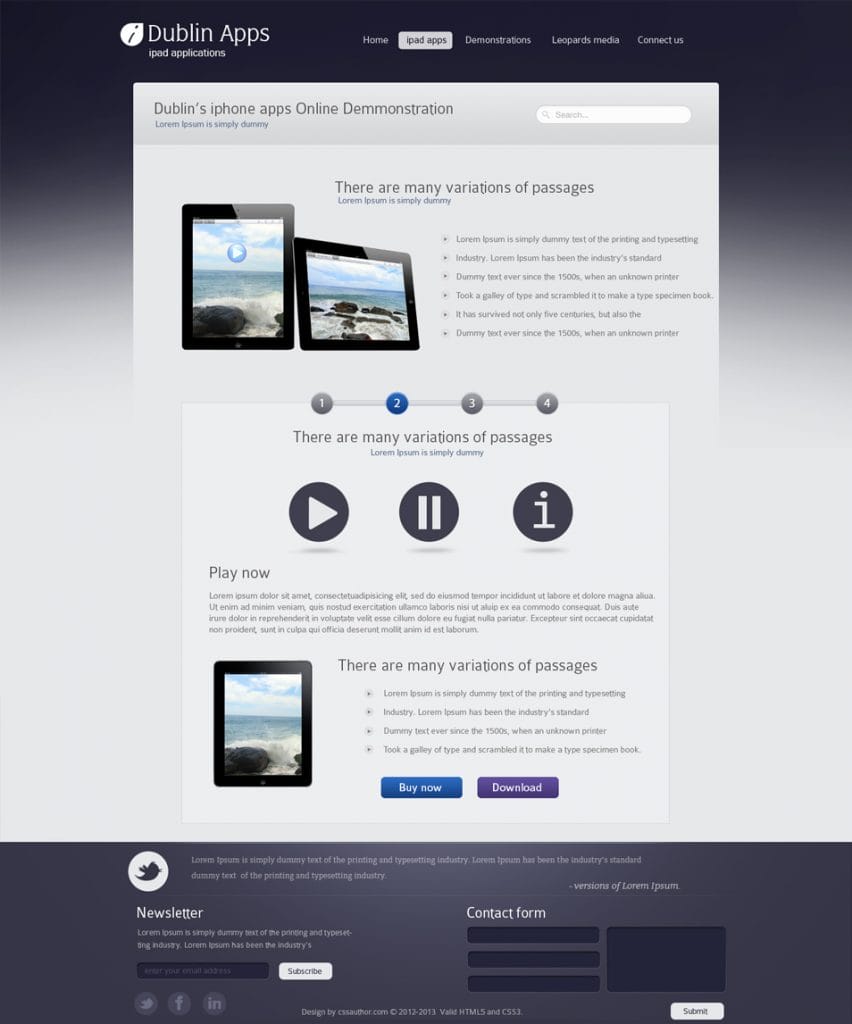 Professional Website Design Template For IPad And IPhone Applications