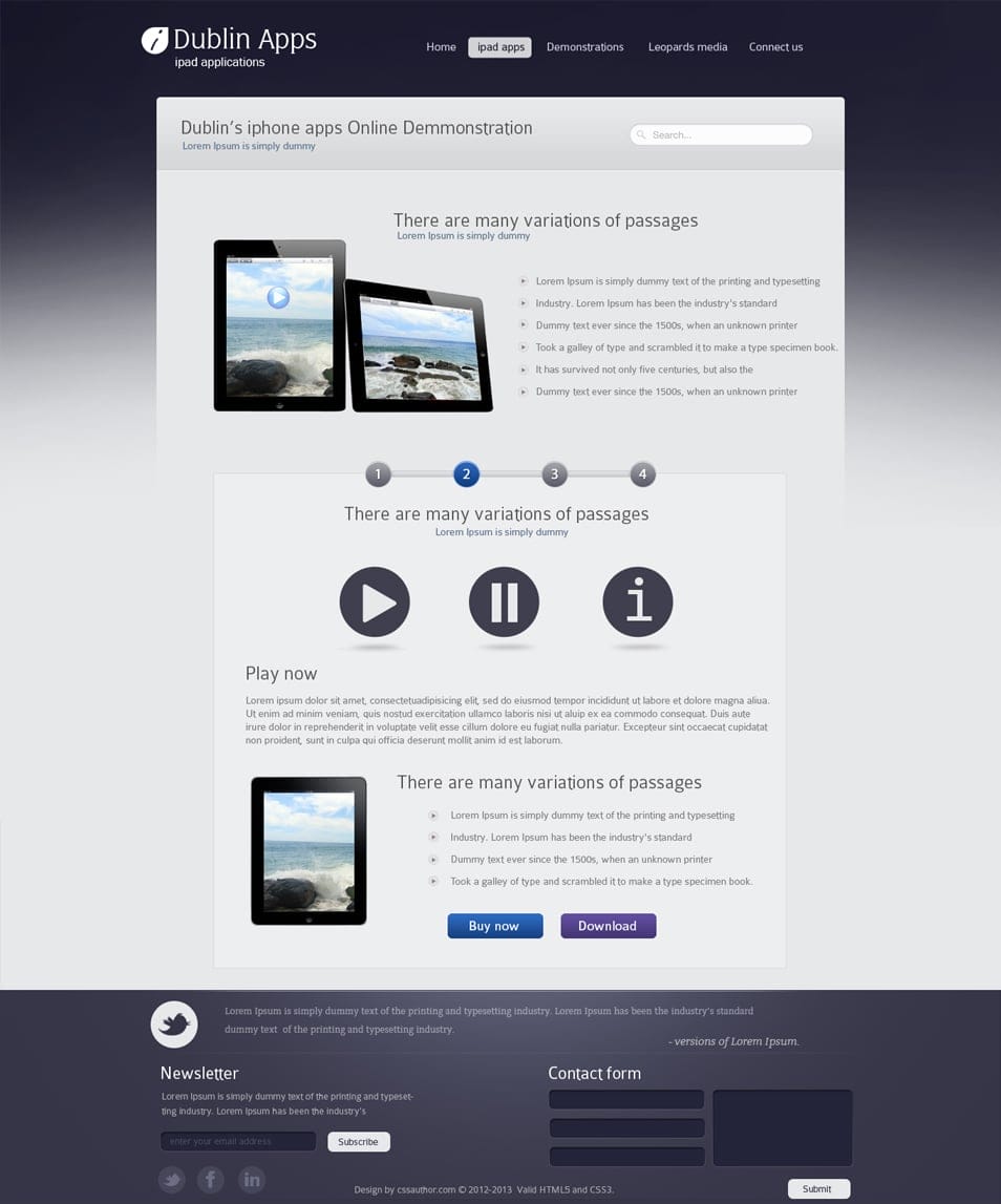 Professional Website Design Template For IPad And IPhone Applications