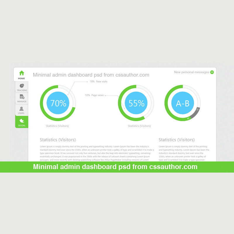 Free Download Minimal Admin Dashboard PSD - Freebie No: 9