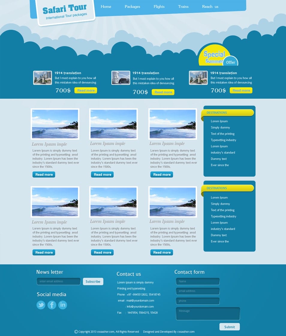 Premium Travel Web Design Template PSD For Free - Freebie No: 6