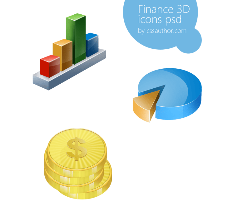 Awesome Finance 3D Icon Set PSD For Free Download - Freebie No: 36