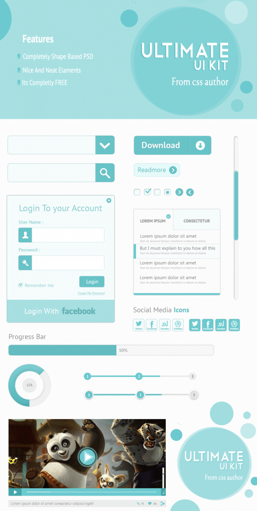 Download Free Ultimate UI Kit PSD From CSS Author - Freebie No: 46