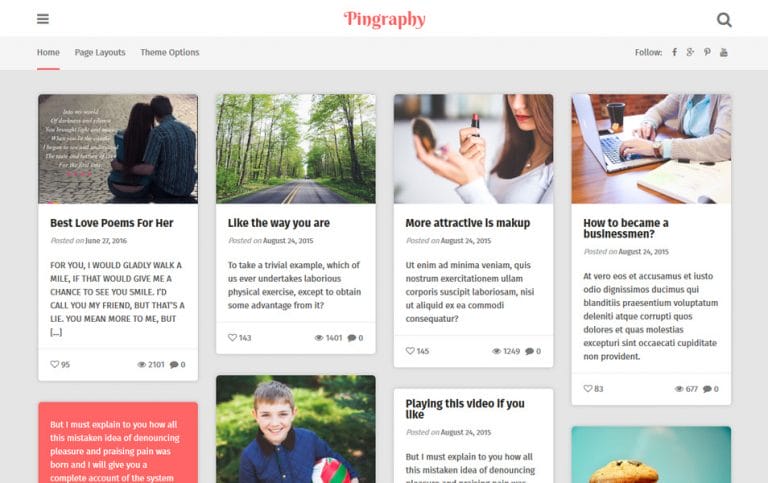 10+ Best Free Pinterest Style WordPress Themes 2018