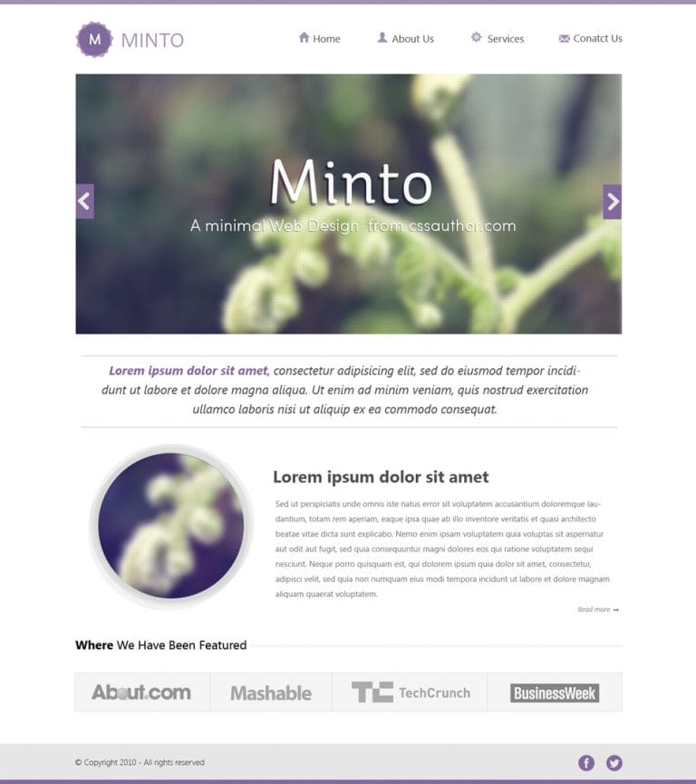 Minto - A Free Minimal Website Design Template PSD - Freebie No: 66
