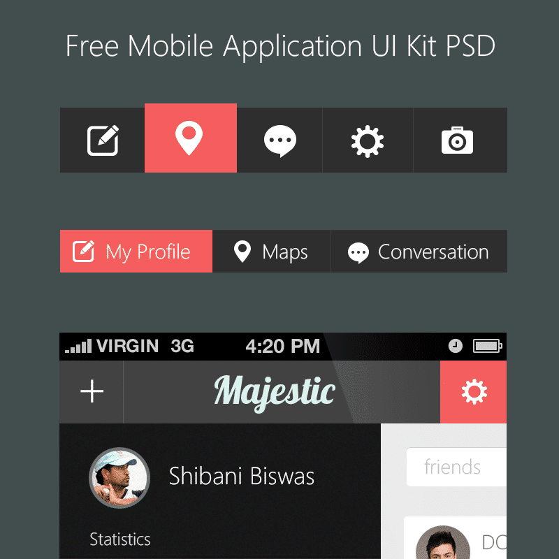 Beautiful Free Mobile Application UI Kit PSD « Freebie No: 95