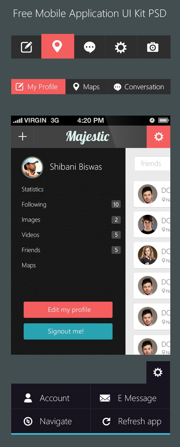 Free Flat GUI Templates » 25 Best Free Flat Style UI Design KIts