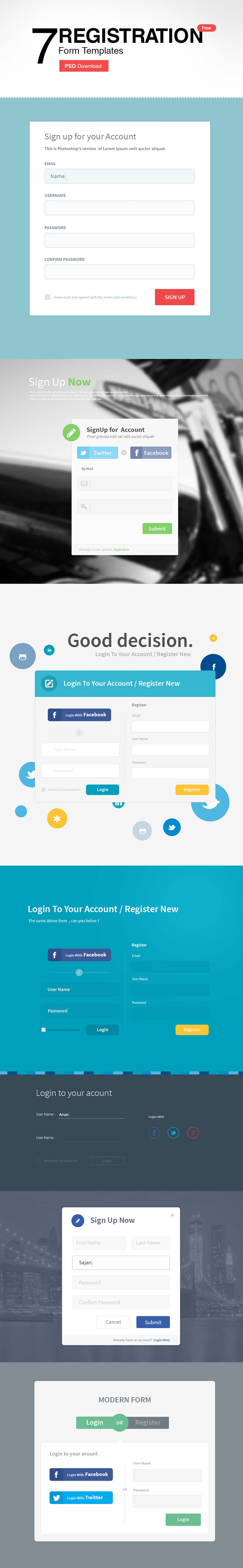 7 Free Registration Form Templates PSD - Freebie No: 108