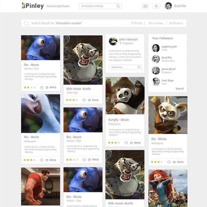 Free Grid Style Blog Template Design PSD - Freebie No: 117
