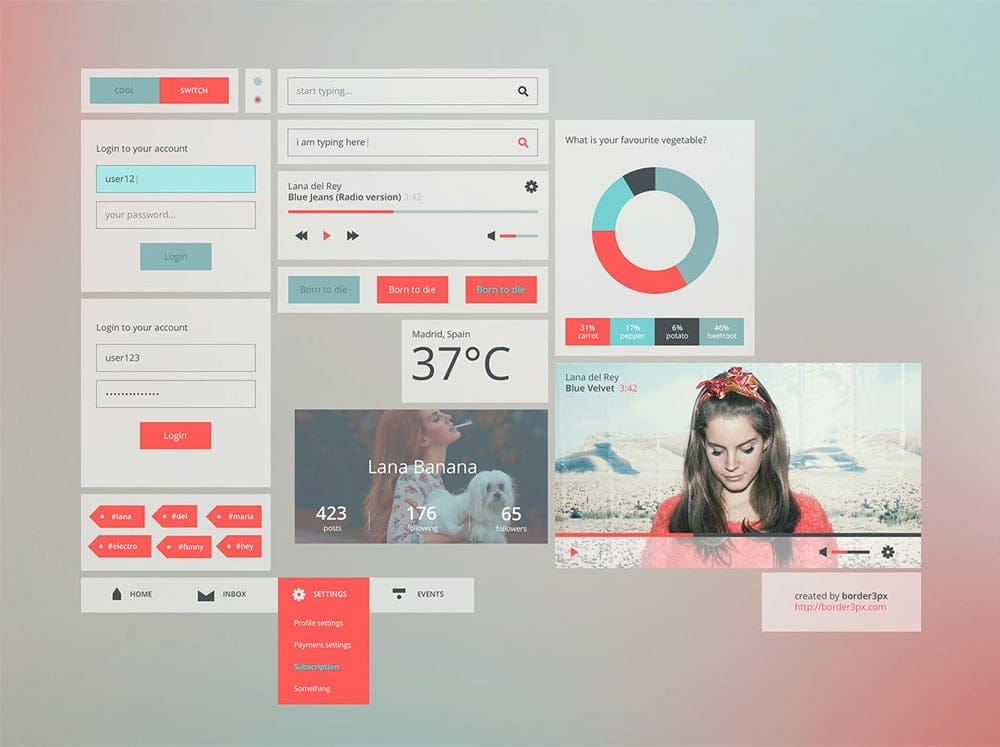 50+ Latest Free Mobile UI Elements Design Kits