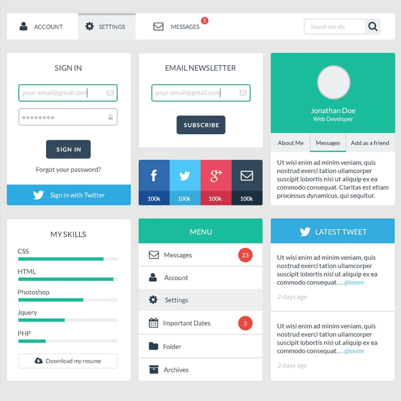 Free Web User Interface Design Kit PSD « Css Author