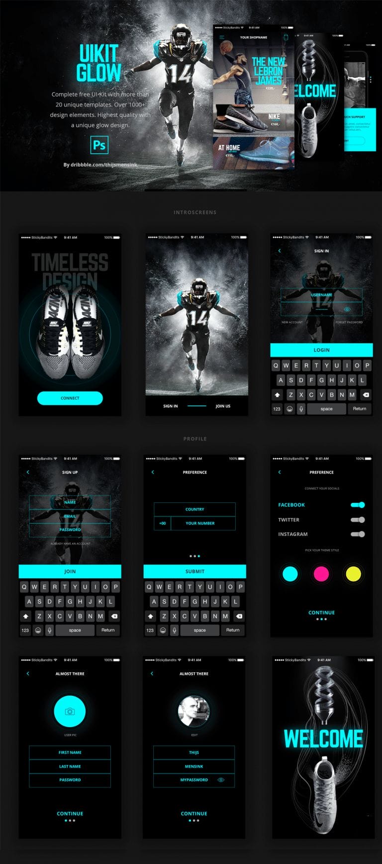 50+ Free Flat Style UI Kits