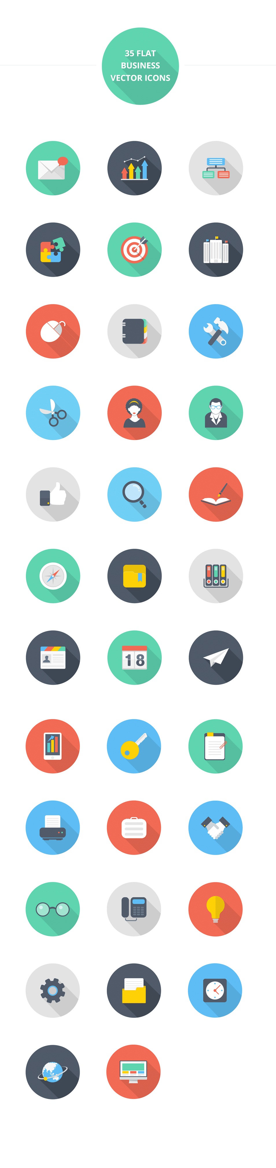 Beautiful Flat Style Icon Set (EPS,AI,PSD,PNG)