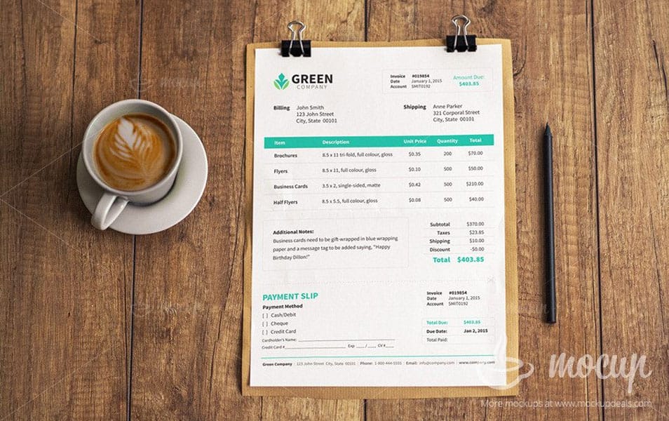 Free Invoice PSD Mockup Template » CSS Author