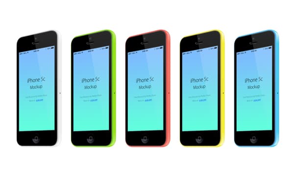 IPhone 5с 3/4 Views All Colors Vector PSD MockUp » CSS Author