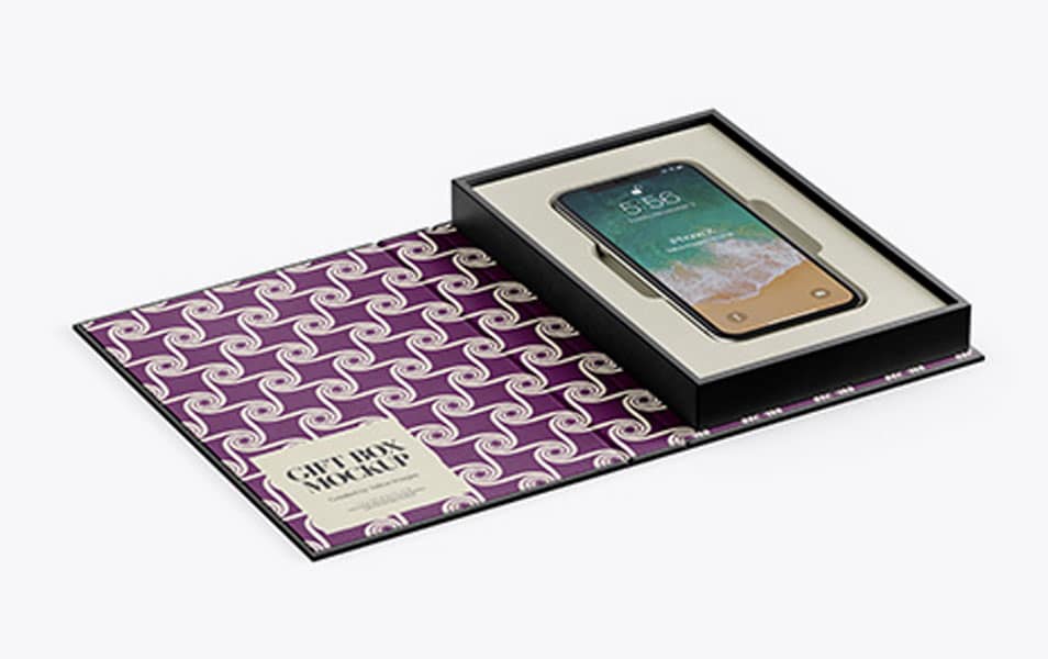 Textured Gift Box With Apple IPhone X Mockup » CSS Author