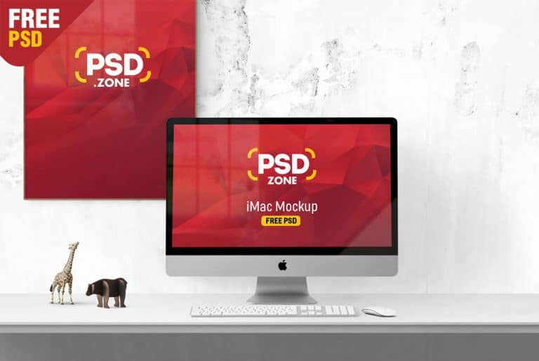 IMac With Wall Poster Mockup Free PSD » CSS Author