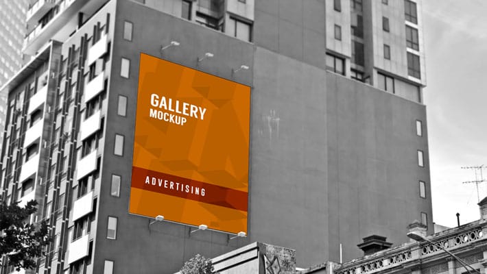 Outdoor Large Poster Mockup On Building Advertising Wall » CSS Author