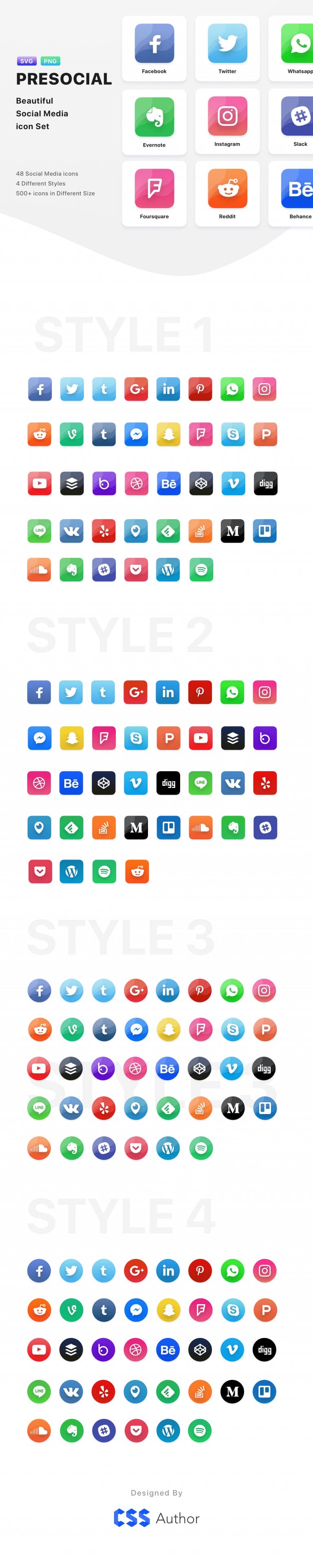 PRESOCIAL - Free Social Media Iconset (SVG, PNG) » CSS Author