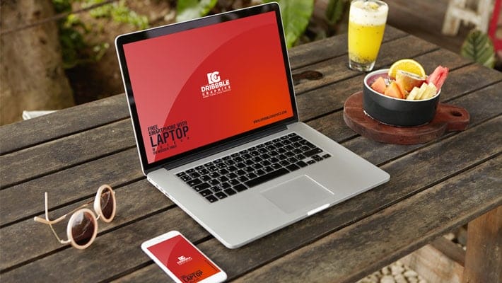 Free Smartphone With Laptop Mockup On Wooden Table » CSS Author