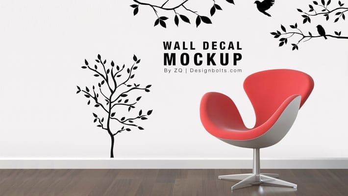 Free Wall Decal / Sticker Mockup PSD » CSS Author