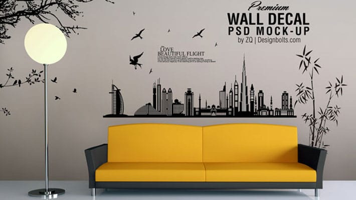 Free Vinyl Wall Art Decal / Sticker Mockup PSD » CSS Author