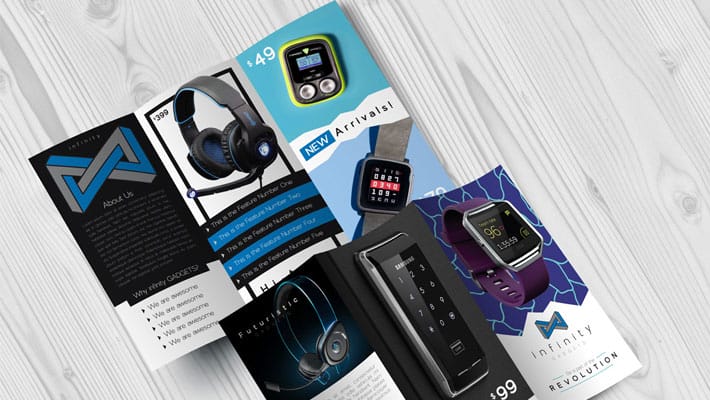 Free Tech Gadgets 3 Fold Brochure Design Mock-up Template PSD » CSS Author