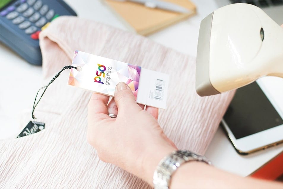 Clothing Price Tag With Barcode Mockup » CSS Author