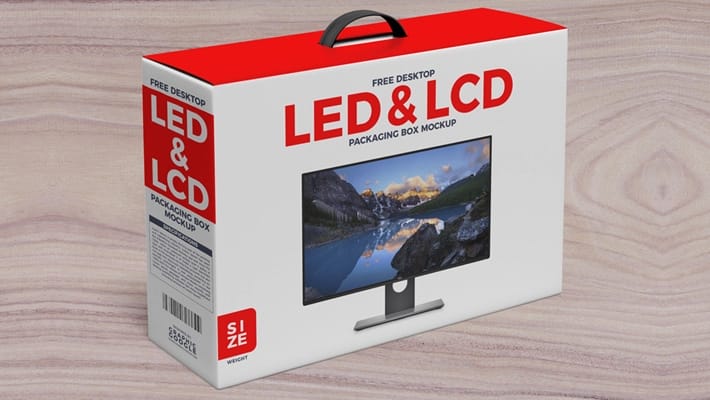 Free Desktop LCD & LED Packaging Box With Handle Mockup » CSS Author