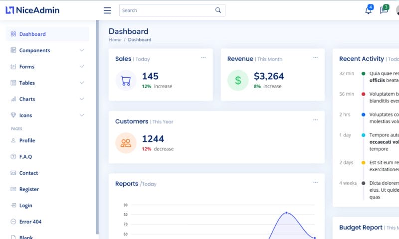 50+ Free Bootstrap 4 Admin Dashboard Templates 2024