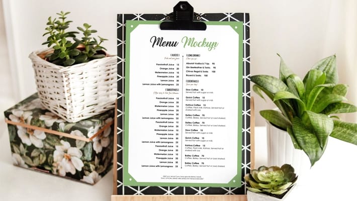 Free Hotel / Restaurant Menu Design Mockup PSD » CSS Author