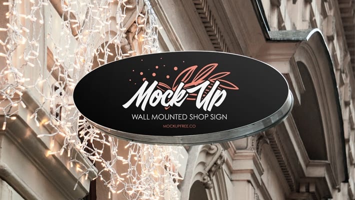 Wall Mounted Shop Sign Free PSD Mockup » CSS Author