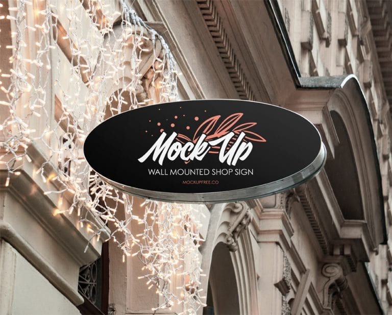 Wall Mounted Shop Sign Free PSD Mockup » CSS Author