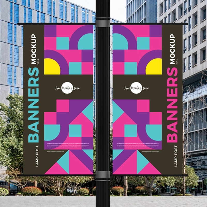 Free Lamp Post Banners Mockup » CSS Author