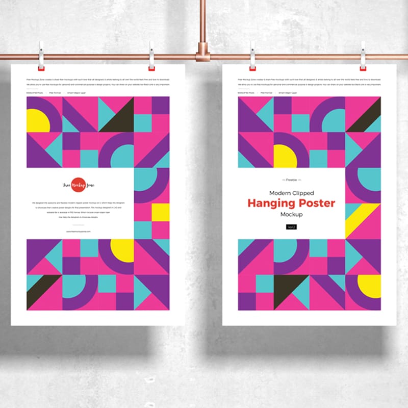 Free Modern Clipped Hanging Poster Mockup » CSS Author