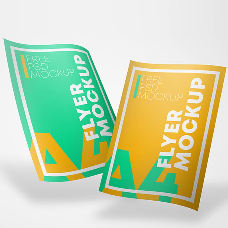 Floating A4 Flyer Free PSD Mockups » CSS Author