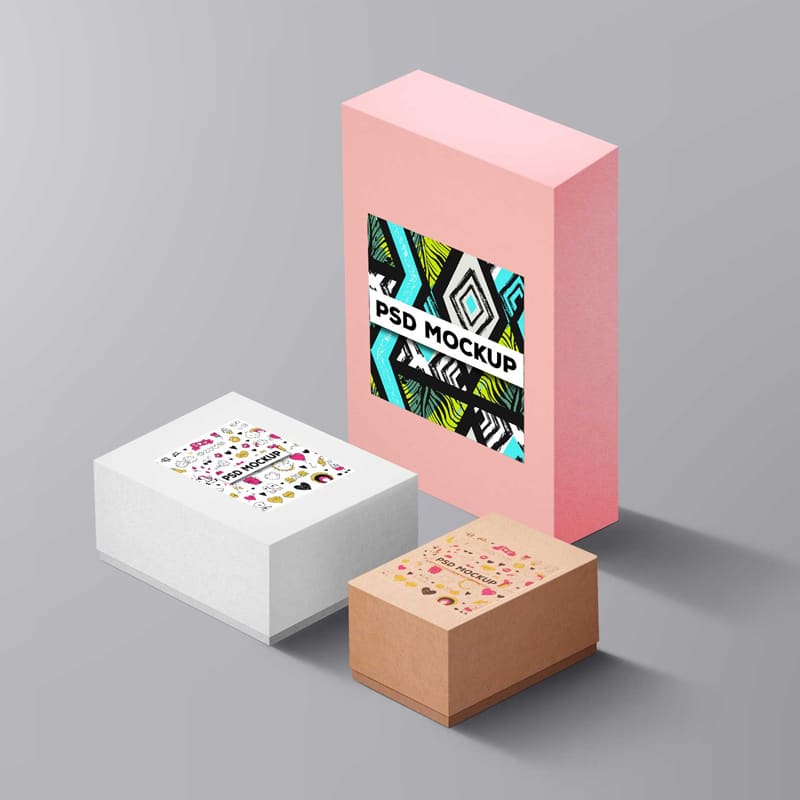 Free Cardboard Gift Boxes PSD Mockup » CSS Author