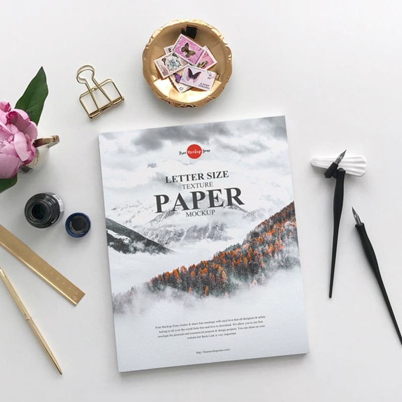 Free Letter Size Texture Paper Mockup » CSS Author