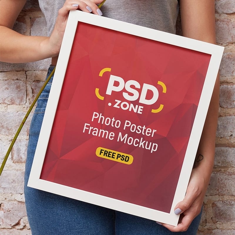Girl Holding Frame Mockup PSD » CSS Author