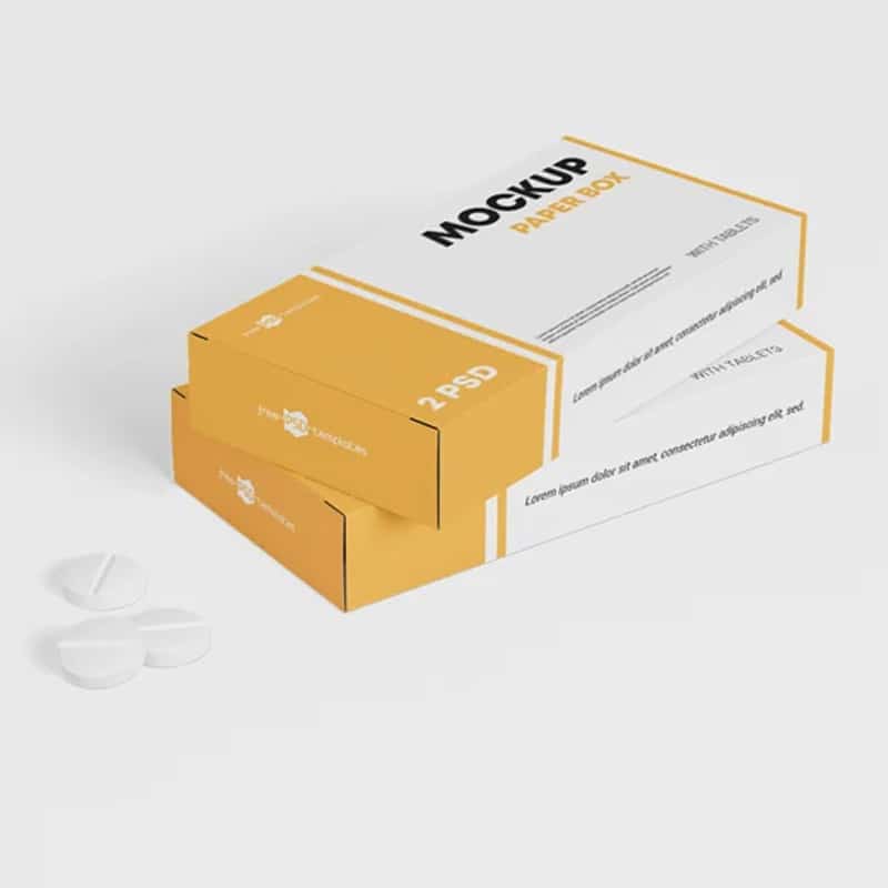 Free PSD Paper Box With Tablets Mockup Set » CSS Author