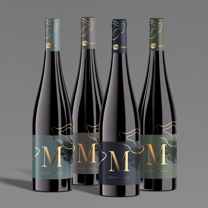 Free Wine Bottle Mockup Set In Psd Css Author