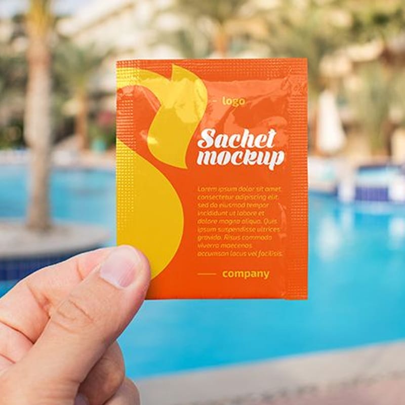 Free Sachet In A Hand Mockup » CSS Author