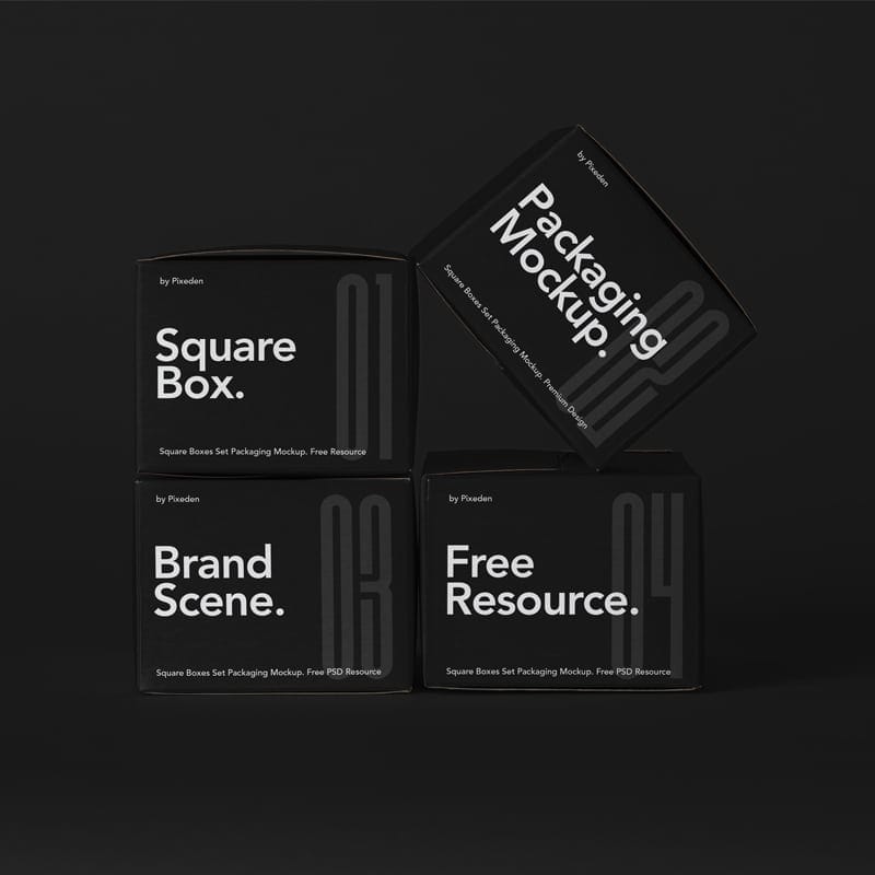 Packaging PSD Square Boxes Mockup Set » CSS Author