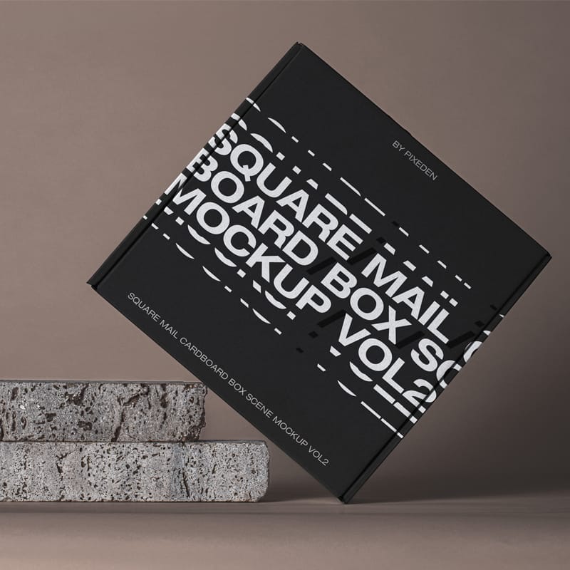 Square PSD Mail Cardboard Box Mockup » CSS Author