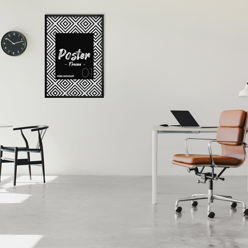 Poster Frame In Office Free Mockup » CSS Author