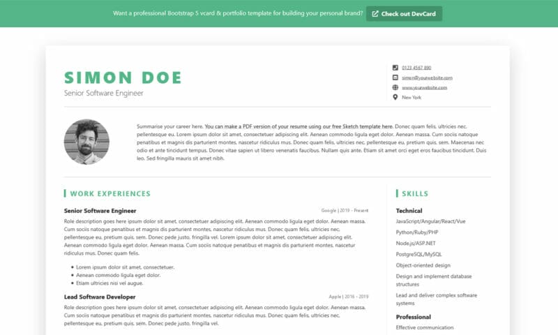 50+ Free Bootstrap 5 Templates » CSS Author