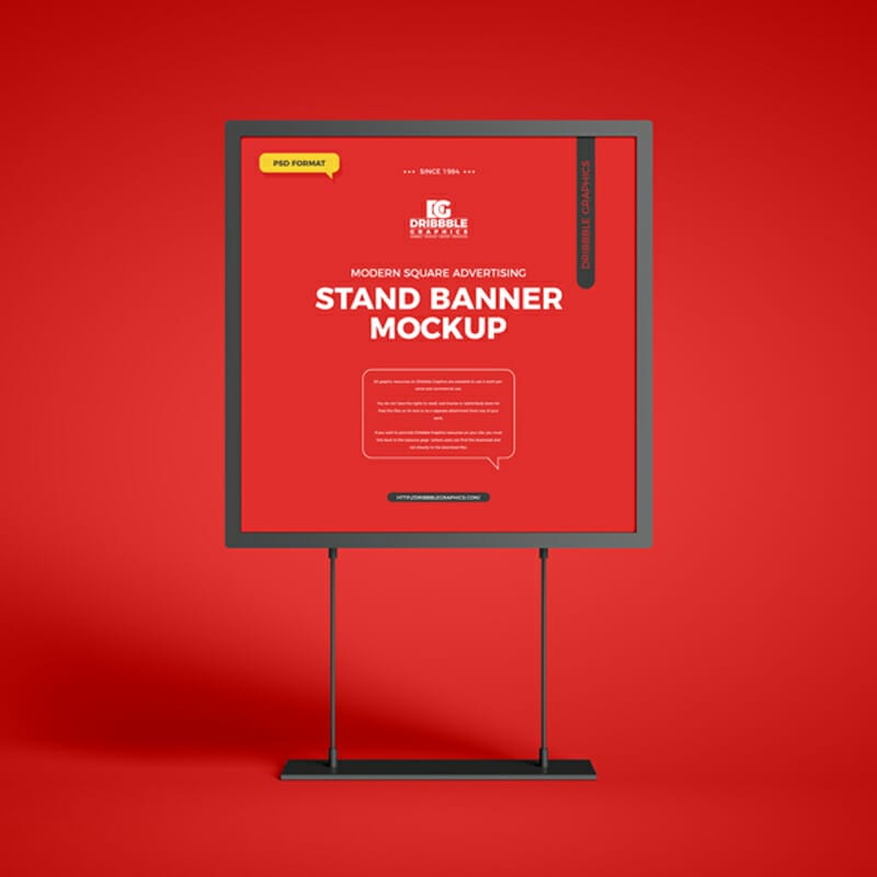 Free Modern Square Advertising Stand Banner Mockup » CSS Author