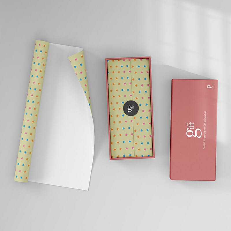Free Gift Wrapping Sheet With Box Mockup » CSS Author